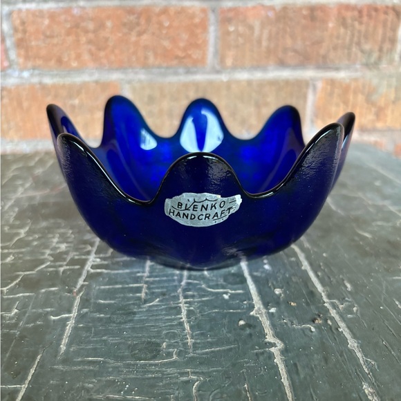 BLENKO | Accents | Blenko Cobalt Blue Lotus Bowl Vintage Richard Blenko ...